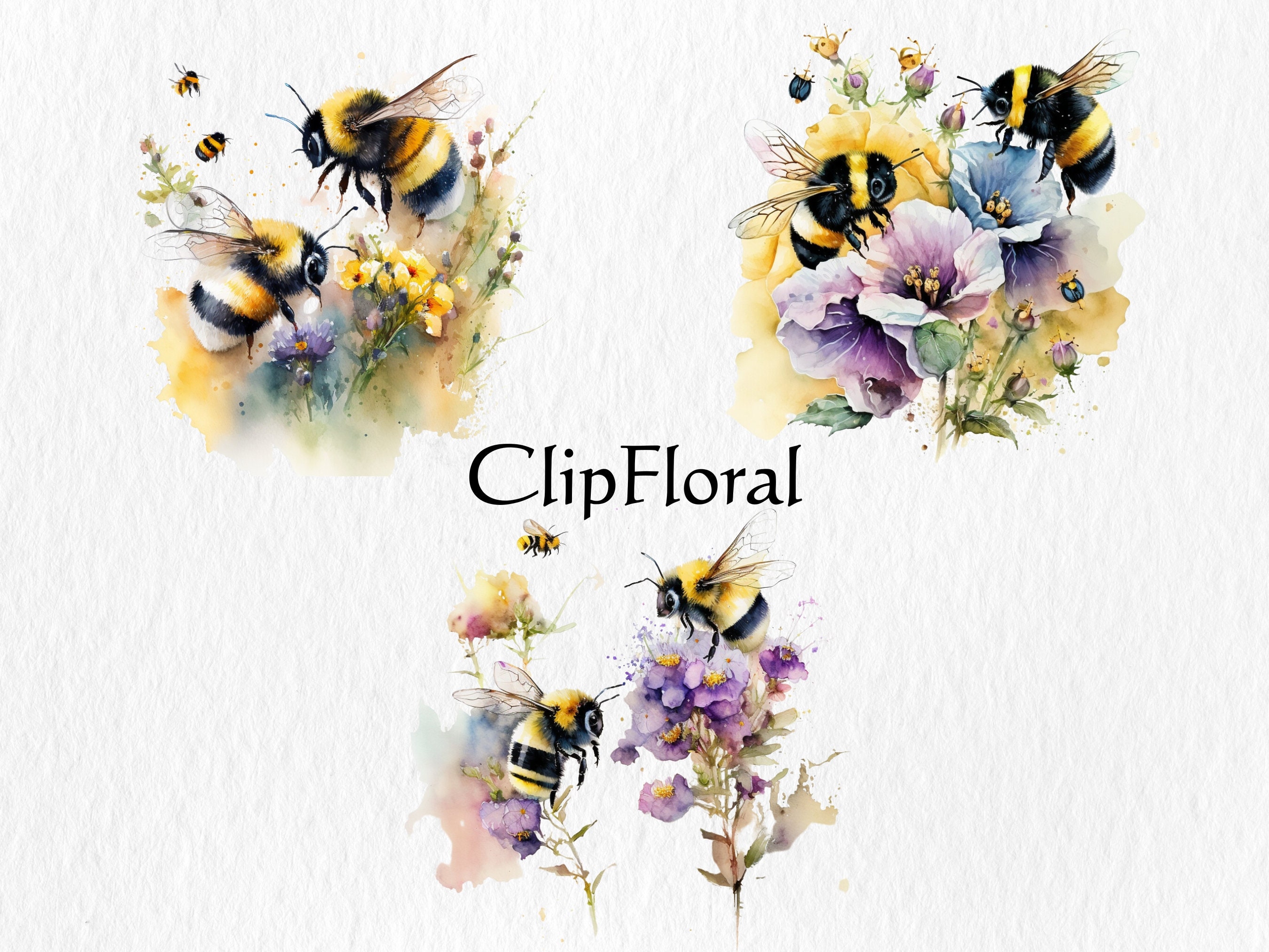 Watercolor Bumble Bee Clipart Bundle Watercolor Bumble Bee - Etsy UK
