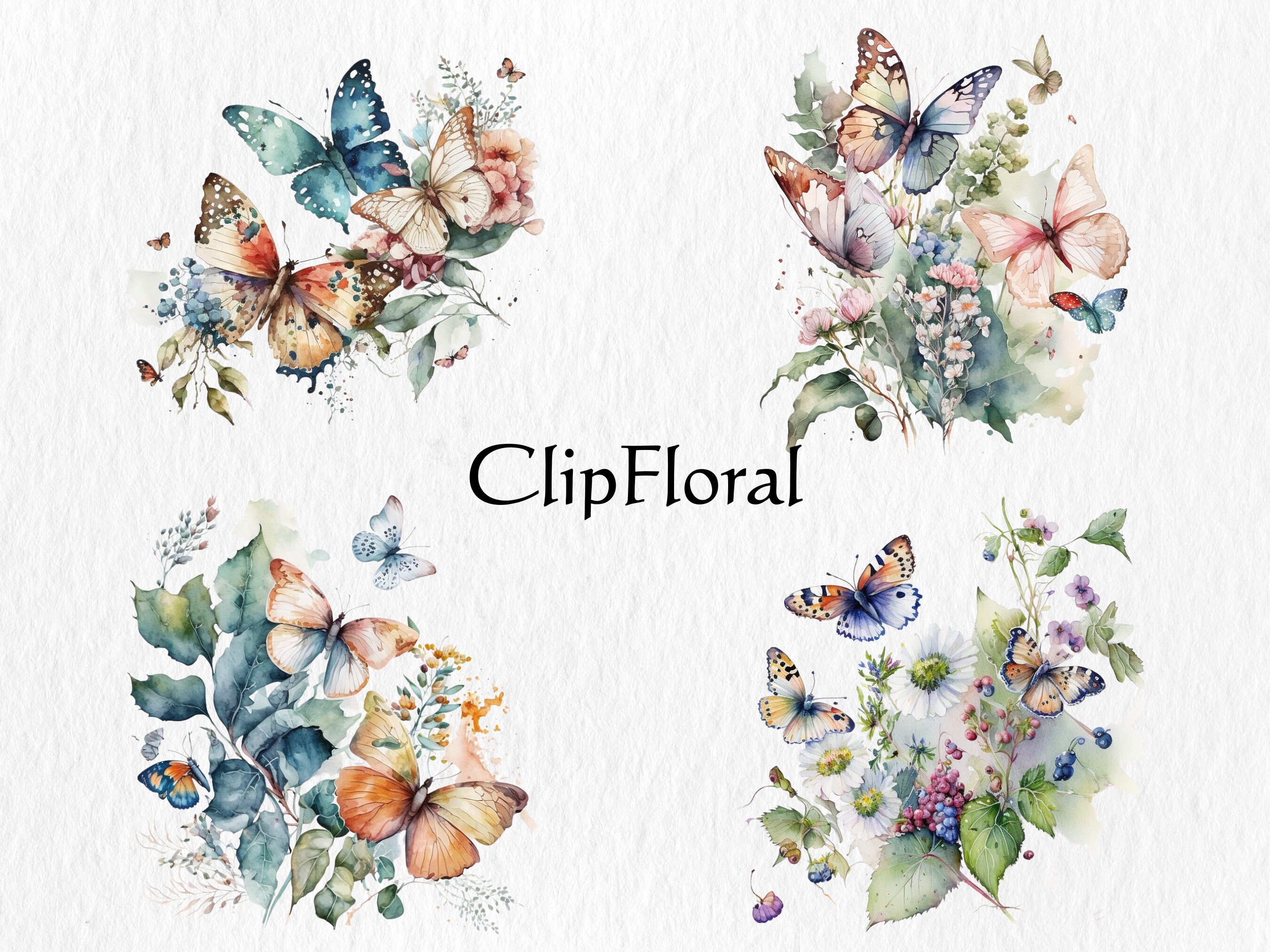 Watercolor Butterflies Clipart Bundle Watercolor Butterflies - Etsy