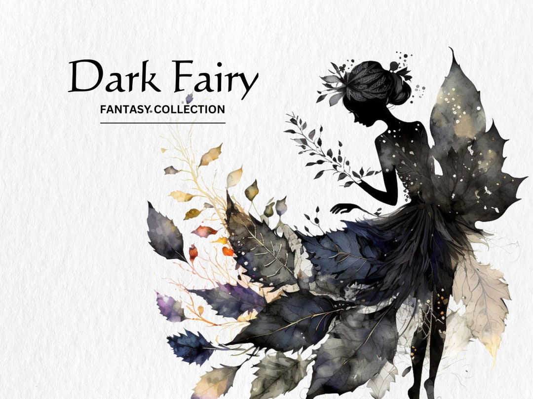 Watercolor Dark Fairy Fantasy Clipart Bundle Watercolor Dark Fairy ...