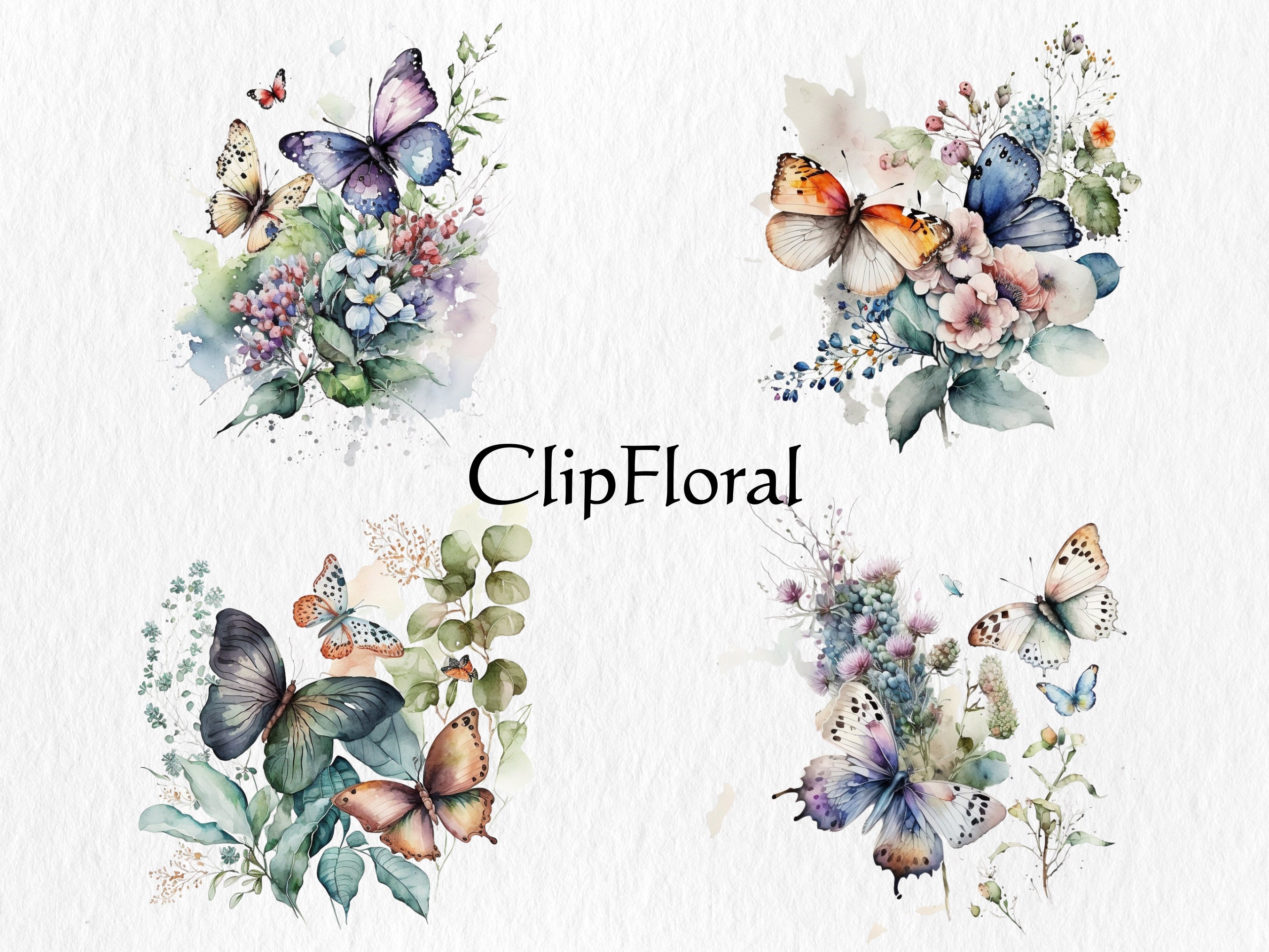 Watercolor Butterflies Clipart Bundle Watercolor Butterflies - Etsy