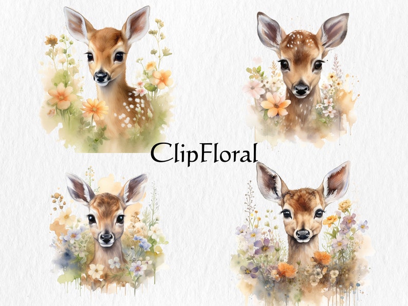 Baby Deer Fawn Clipart 8 High Quality Pngs Watercolor - Etsy