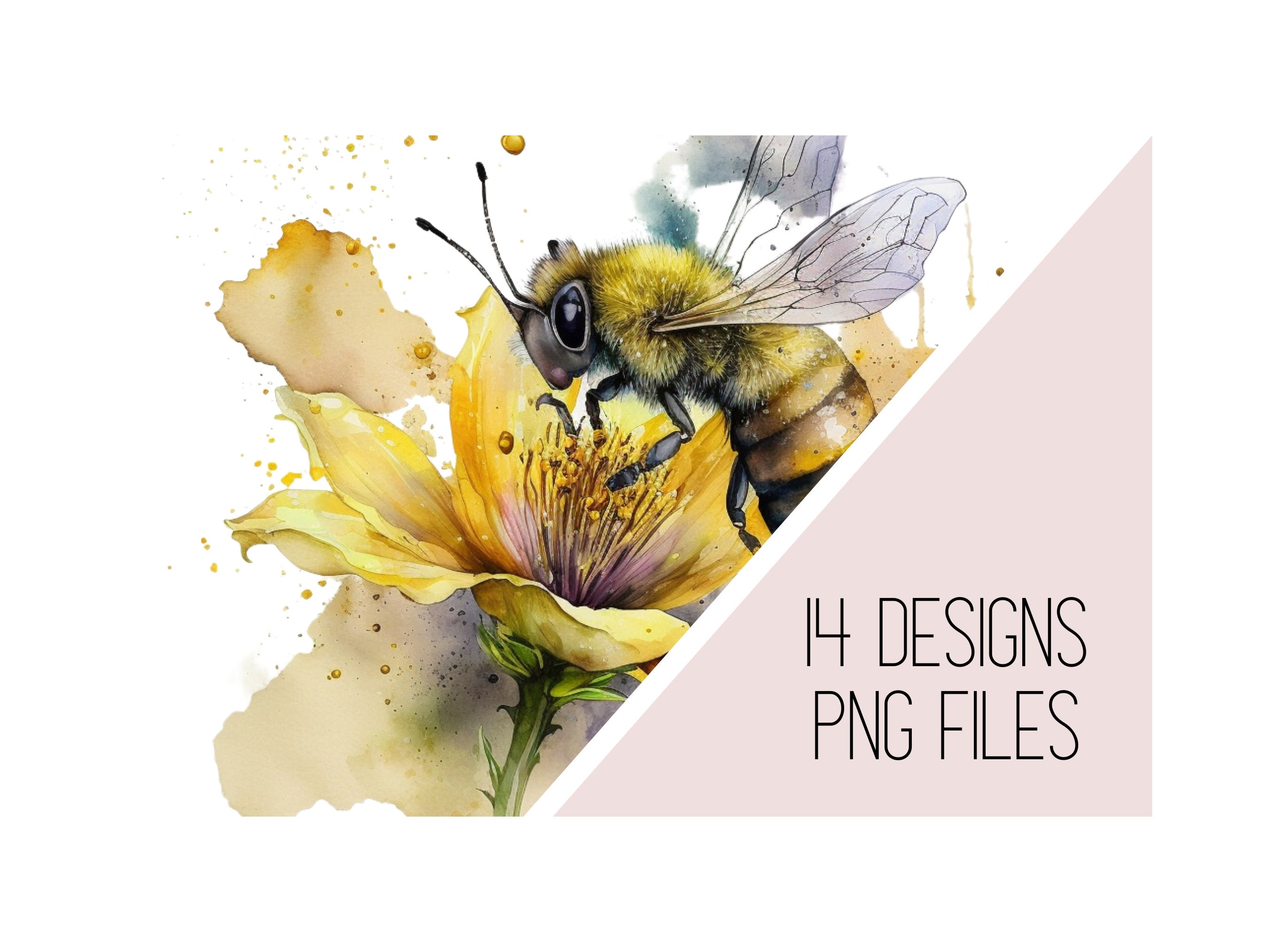 Cute Bee on Flower 14 PNG Watercolor Clipart Cute Baby - Etsy