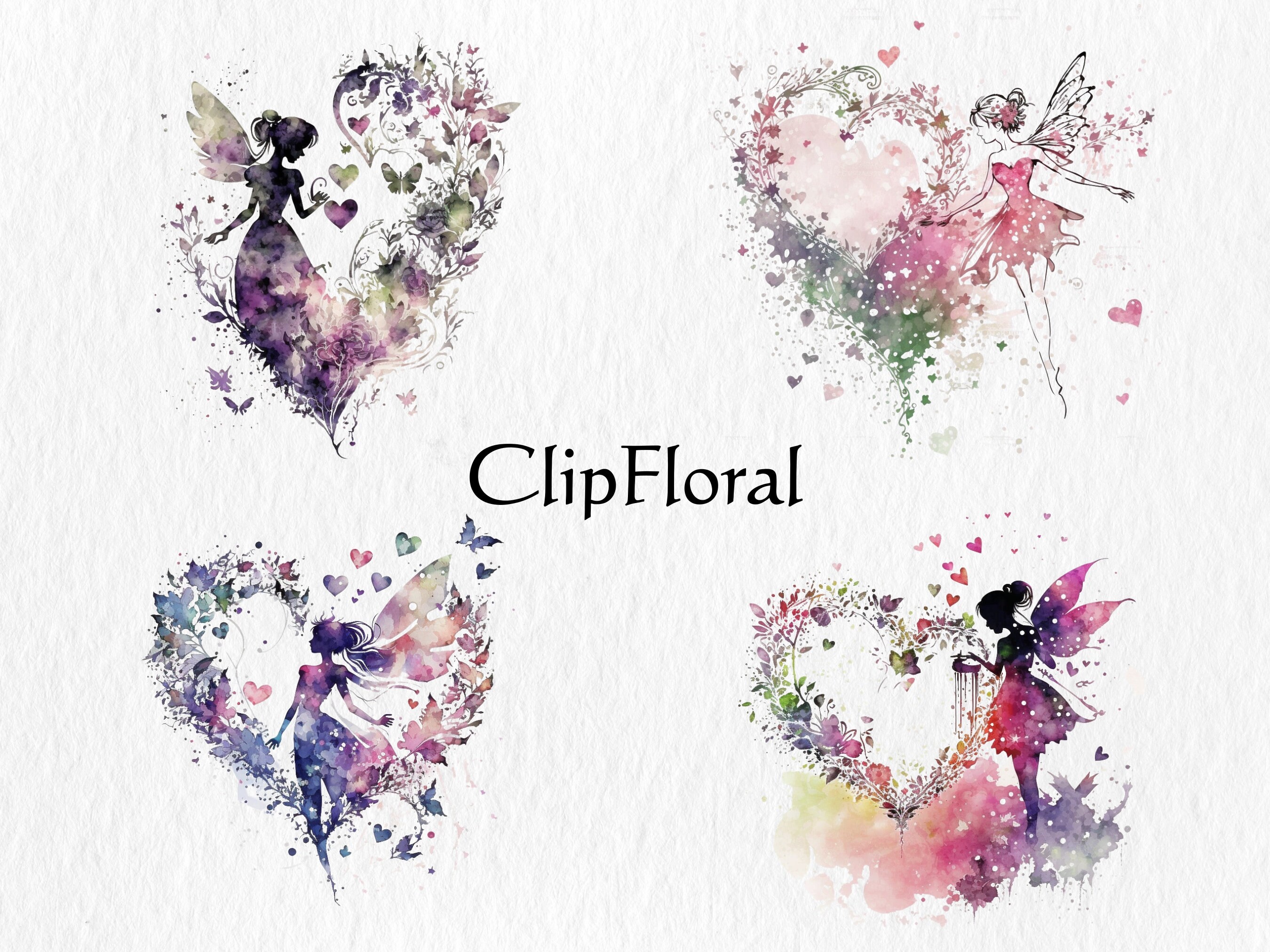Watercolor Love Fairy Fantasy Clipart Bundle Watercolor Love Fairy ...