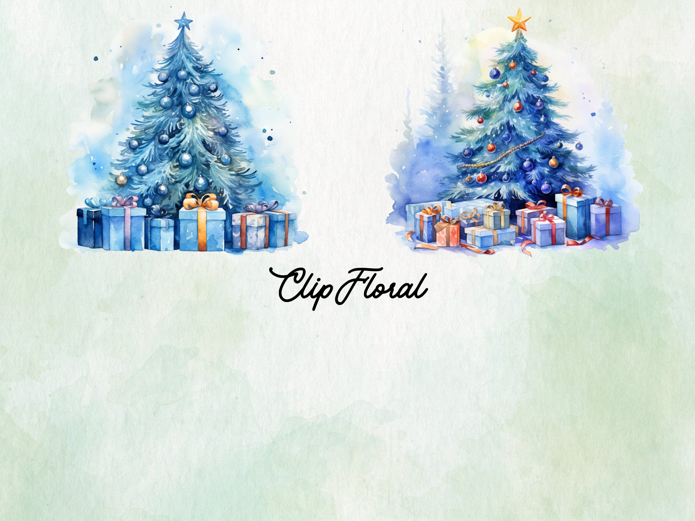 Blue Christmas Tree Clipart 10 High Quality Pngs Digital Download, Card ...