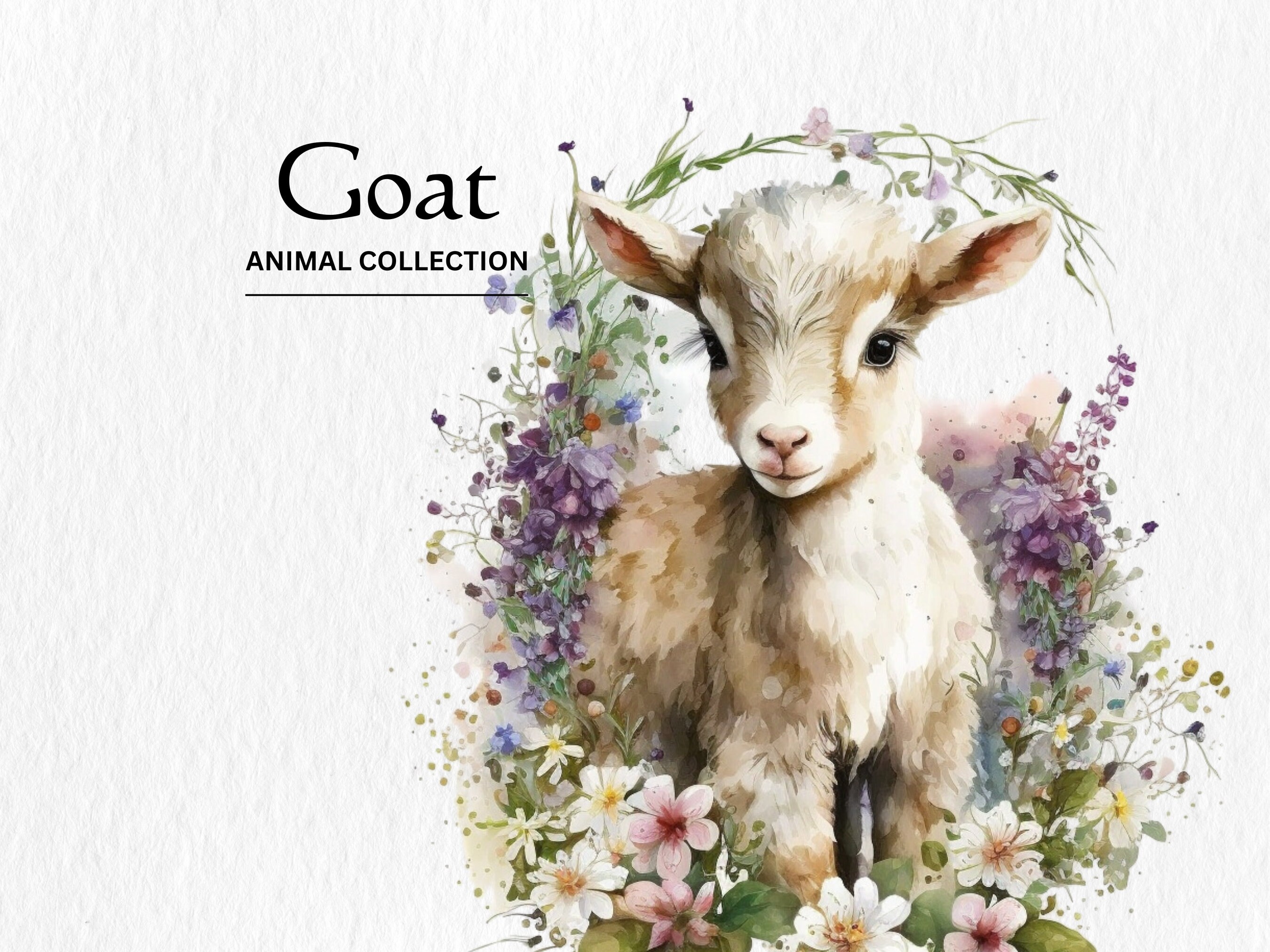 Watercolor Goat Clipart Bundle Watercolor Baby Goats PNG Format Instant ...