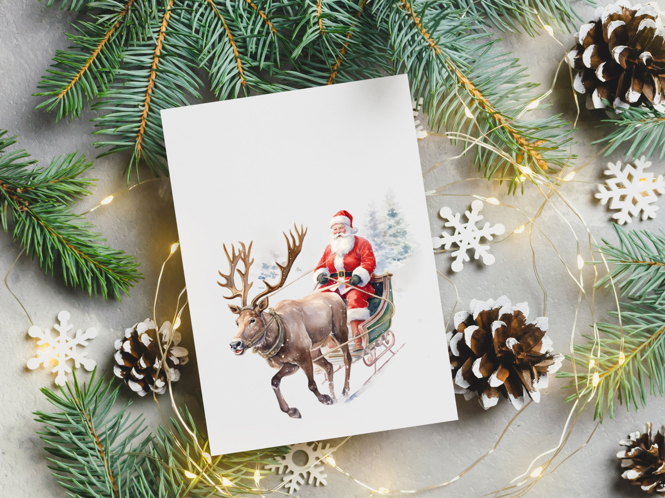 Christmas Santa & Reindeer Clipart 10 High Quality Pngs - Etsy