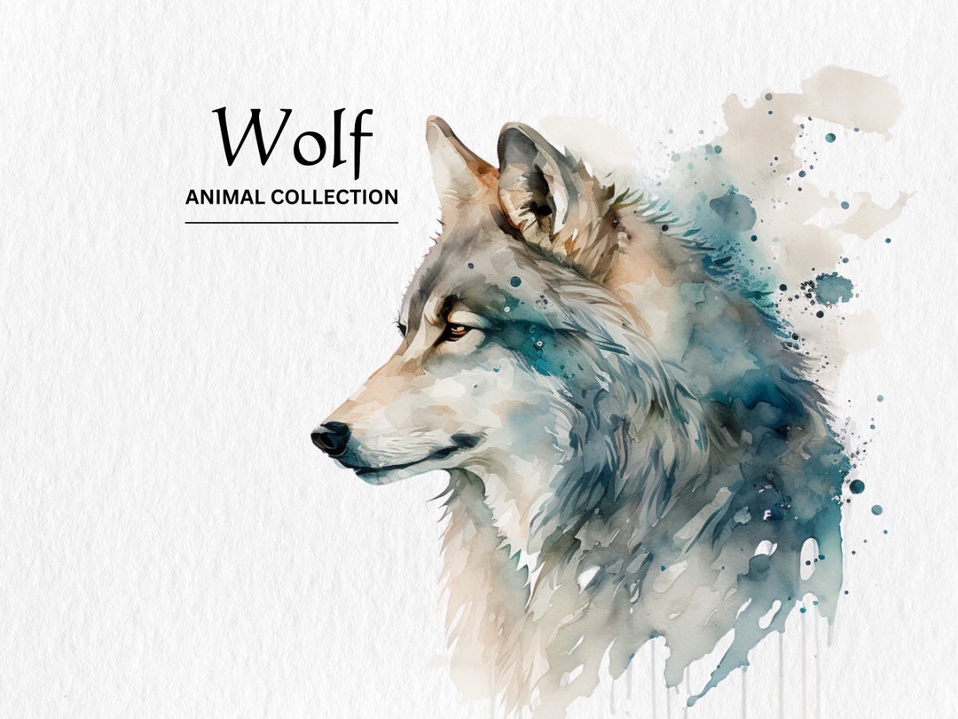 Watercolor Wolf Clipart Bundle - Watercolor Wolves PNG Format Instant ...