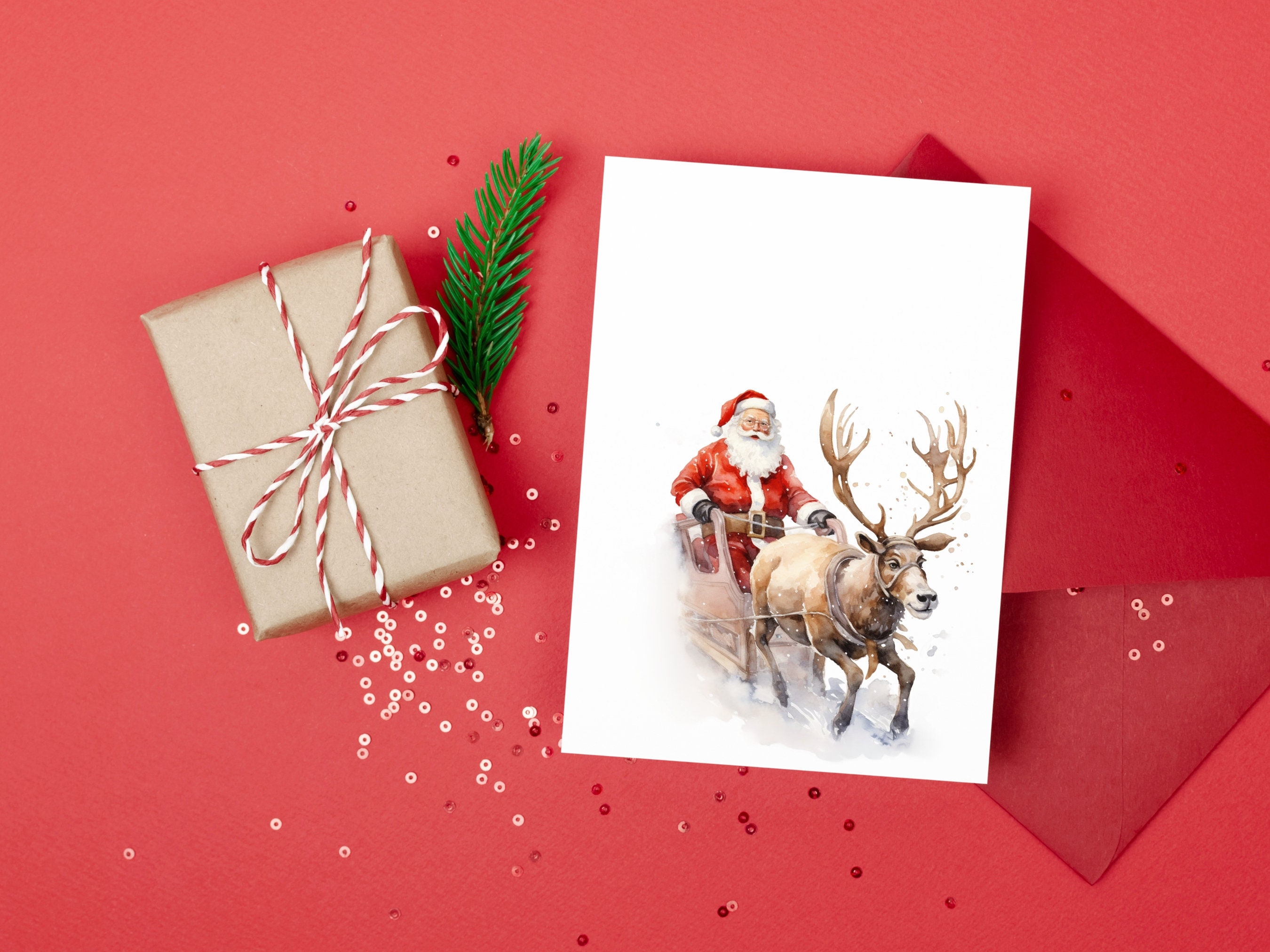 Christmas Santa & Reindeer Clipart 10 High Quality Pngs - Etsy