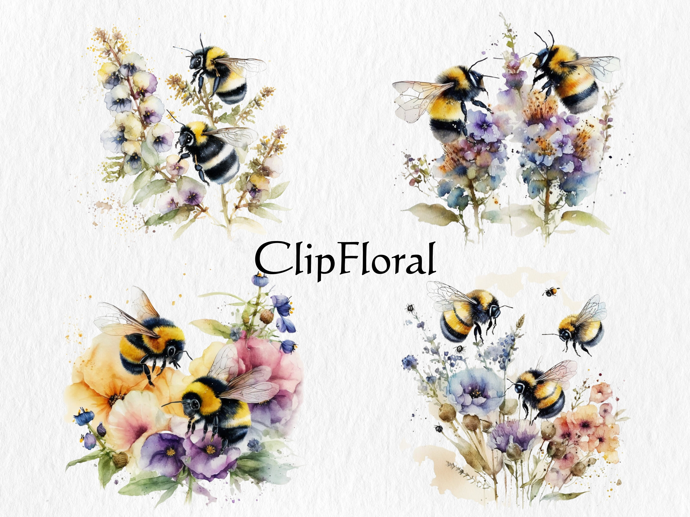 Watercolor Bumble Bee Clipart Bundle Watercolor Bumble Bee - Etsy UK