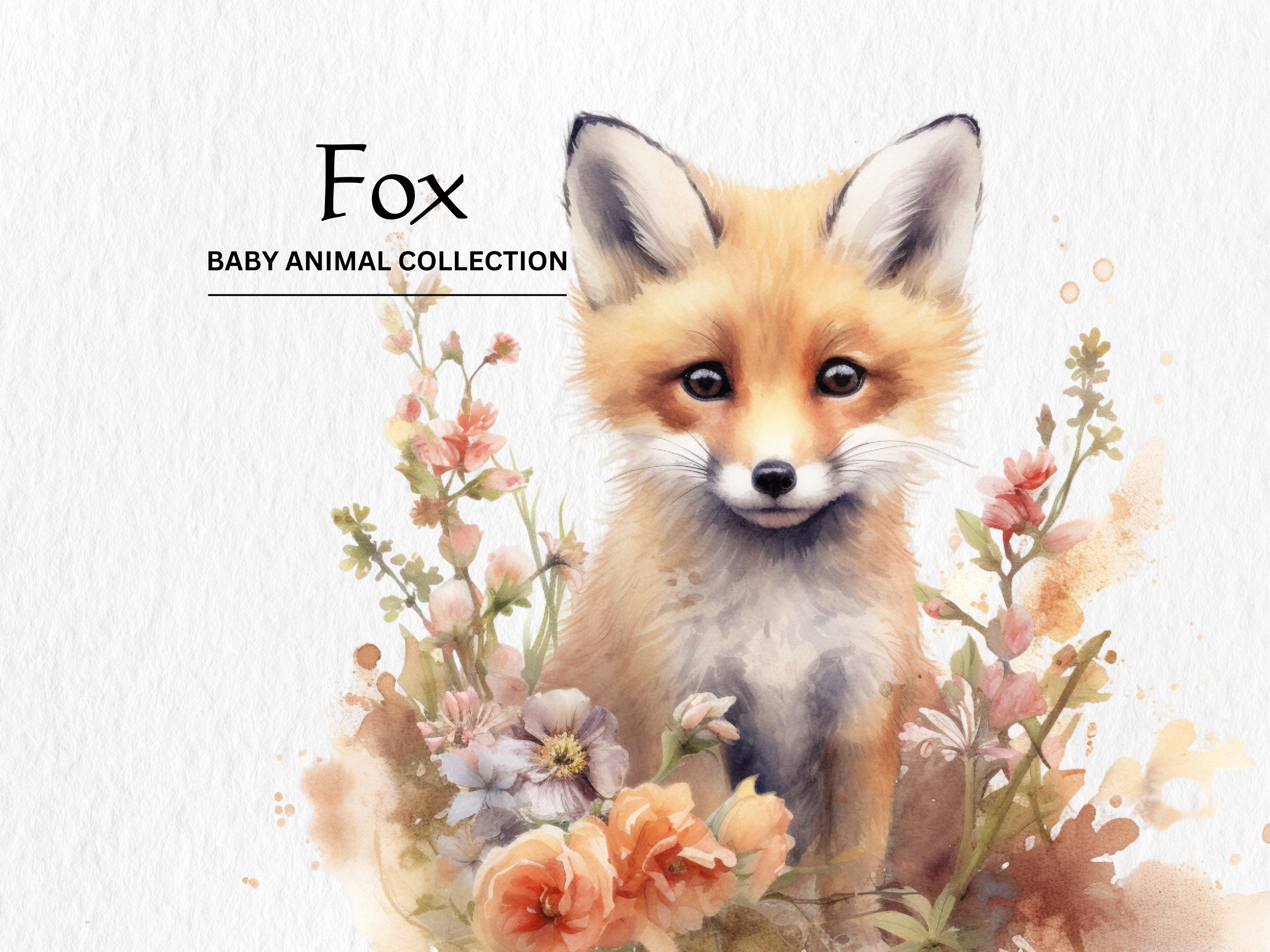 Baby Fox Clipart 8 High Quality Pngs Watercolor - Etsy