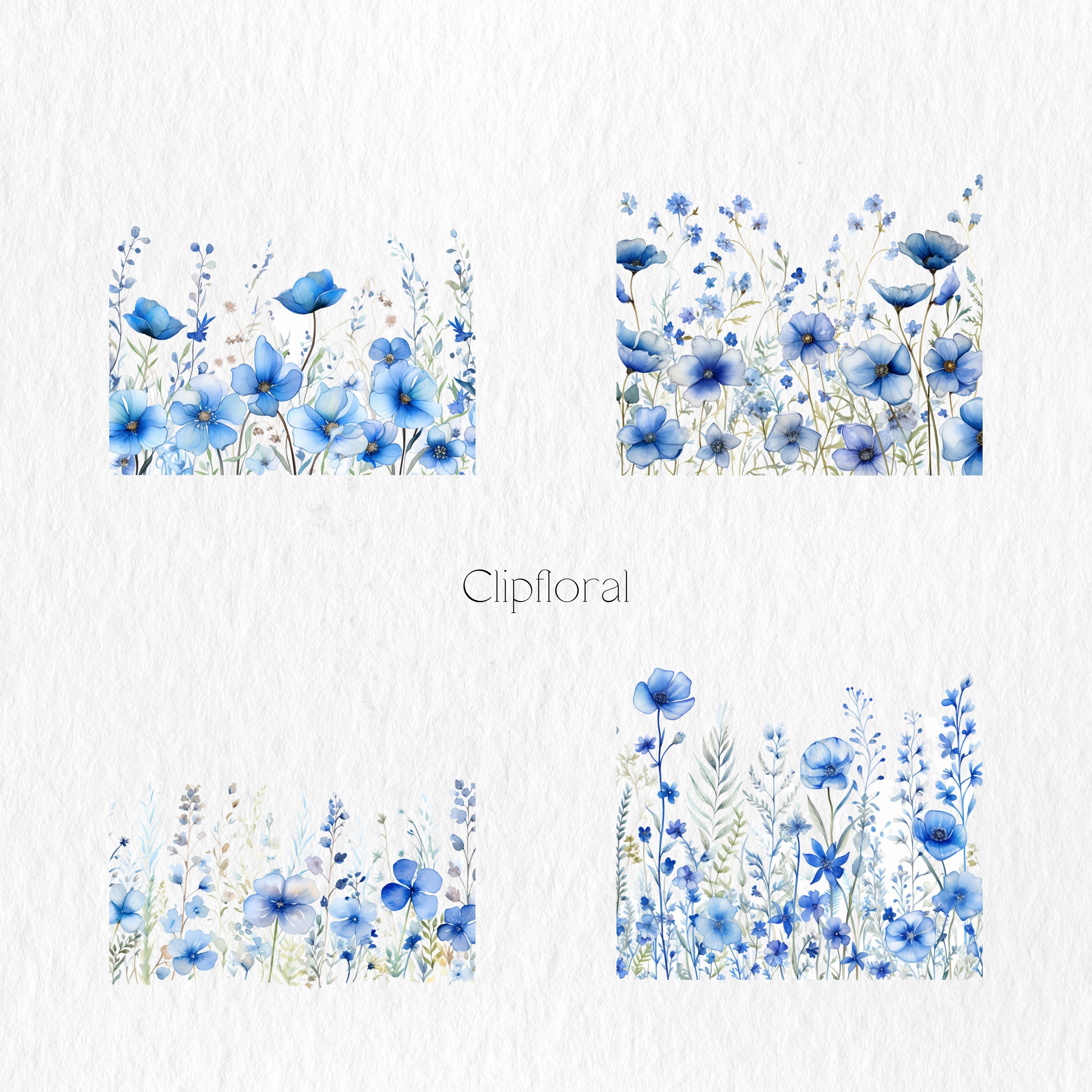 Watercolor Floral Clipart Light Blue Flowers Png - Etsy