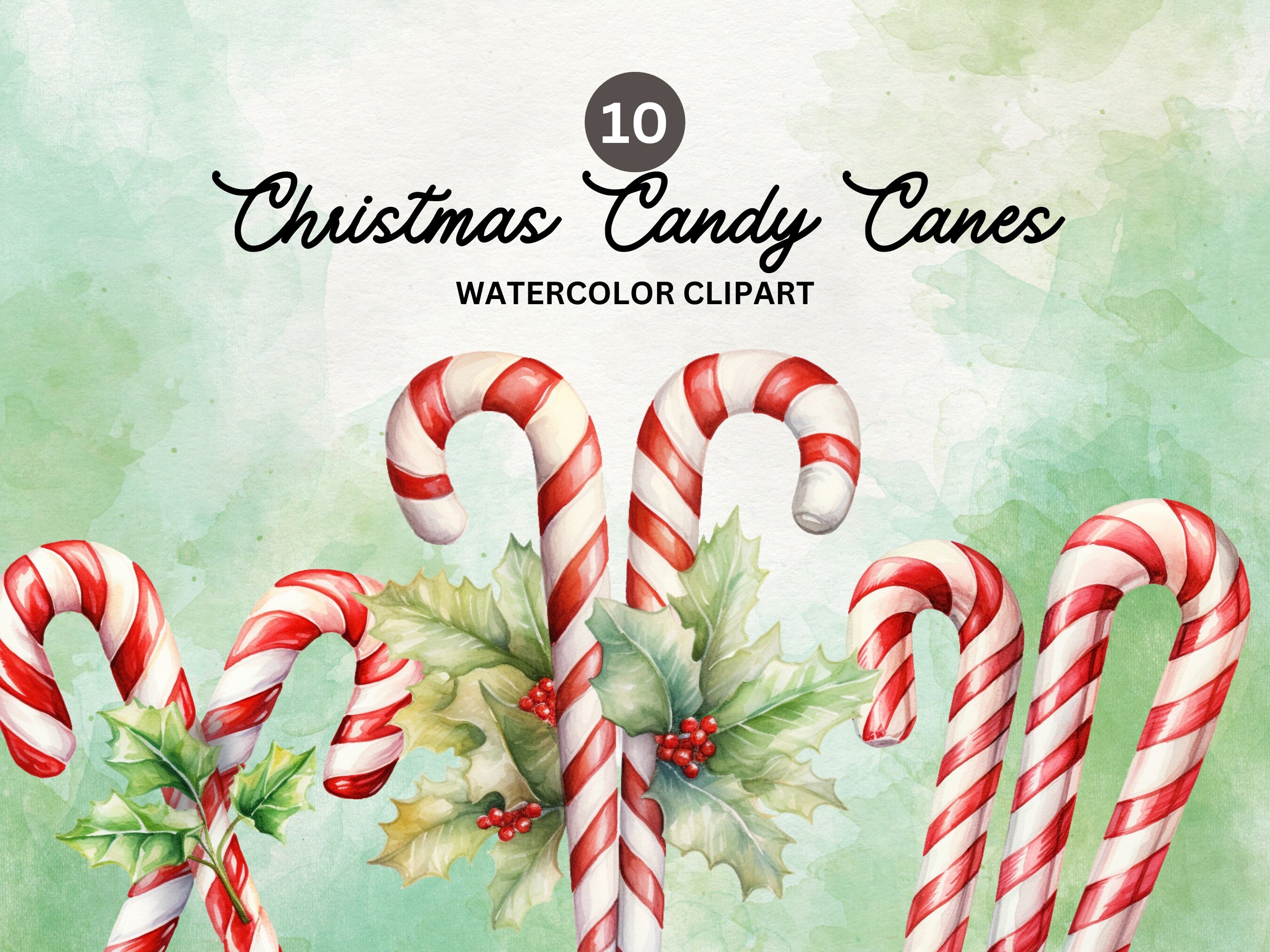 Christmas Candy Canes Clipart 10 High Quality Pngs Digital - Etsy
