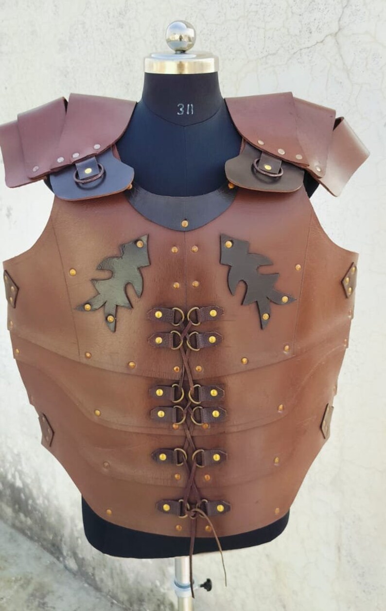 Medieval Warrior Leather Breastplate Brown Viking Chest Armor Cosplay ...