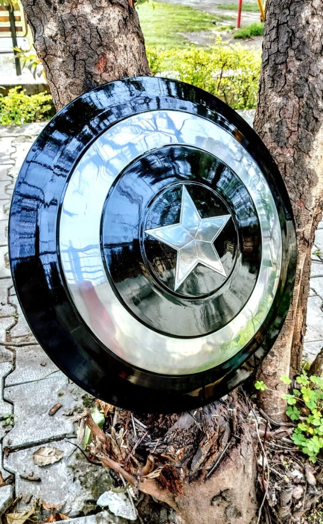 Avengers Legend Captain America Shield Black Steel Round Larp Shield ...