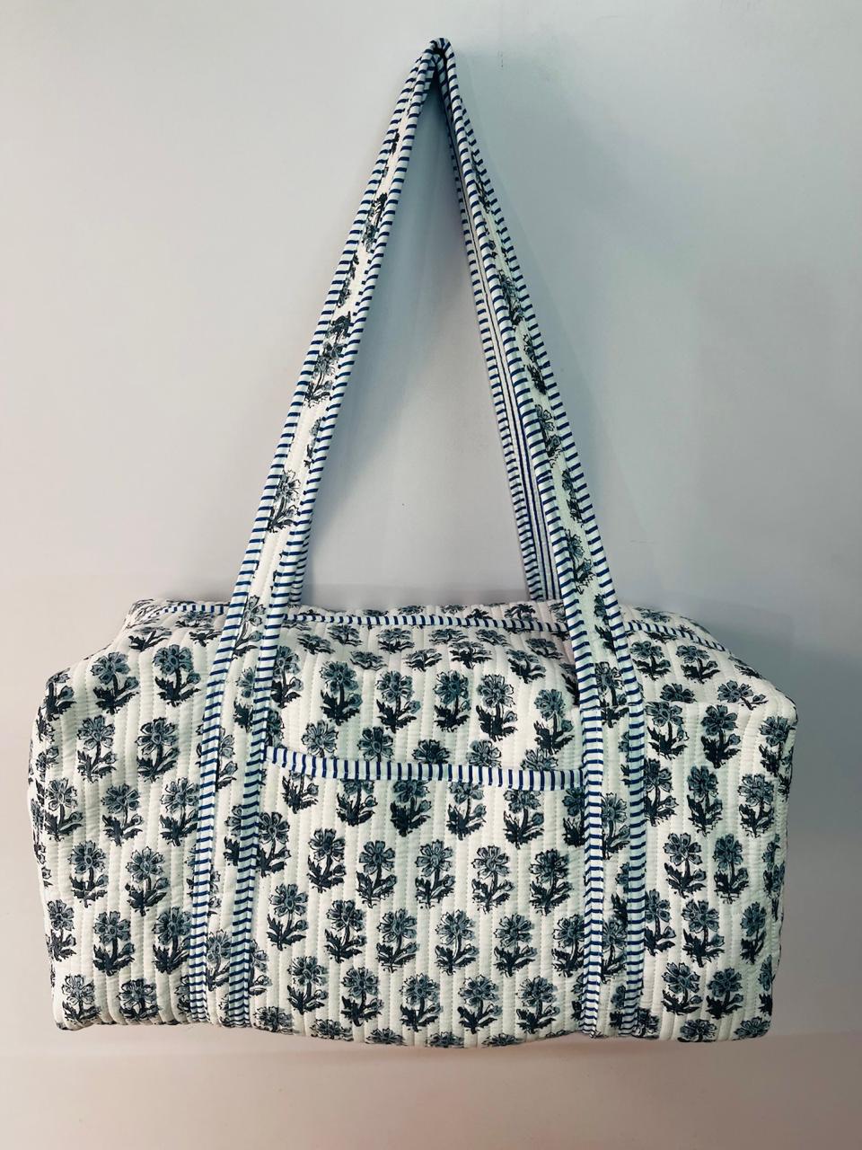 Large Cotton Patches Duffle Bags Blockprint Quilted Fabric Weekender ...