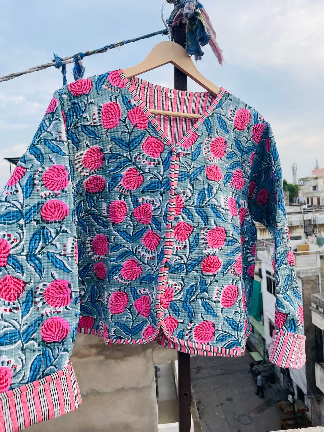 Indian Cotton Quilted Jackets Vintage Floral Printed Jacket Handmade ...