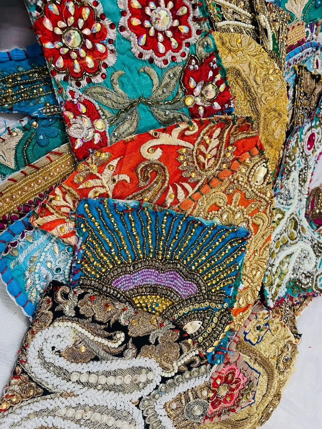 Indian Vintage Bohemian Embroidery Scrap Patchwork Crafting Sewing ...