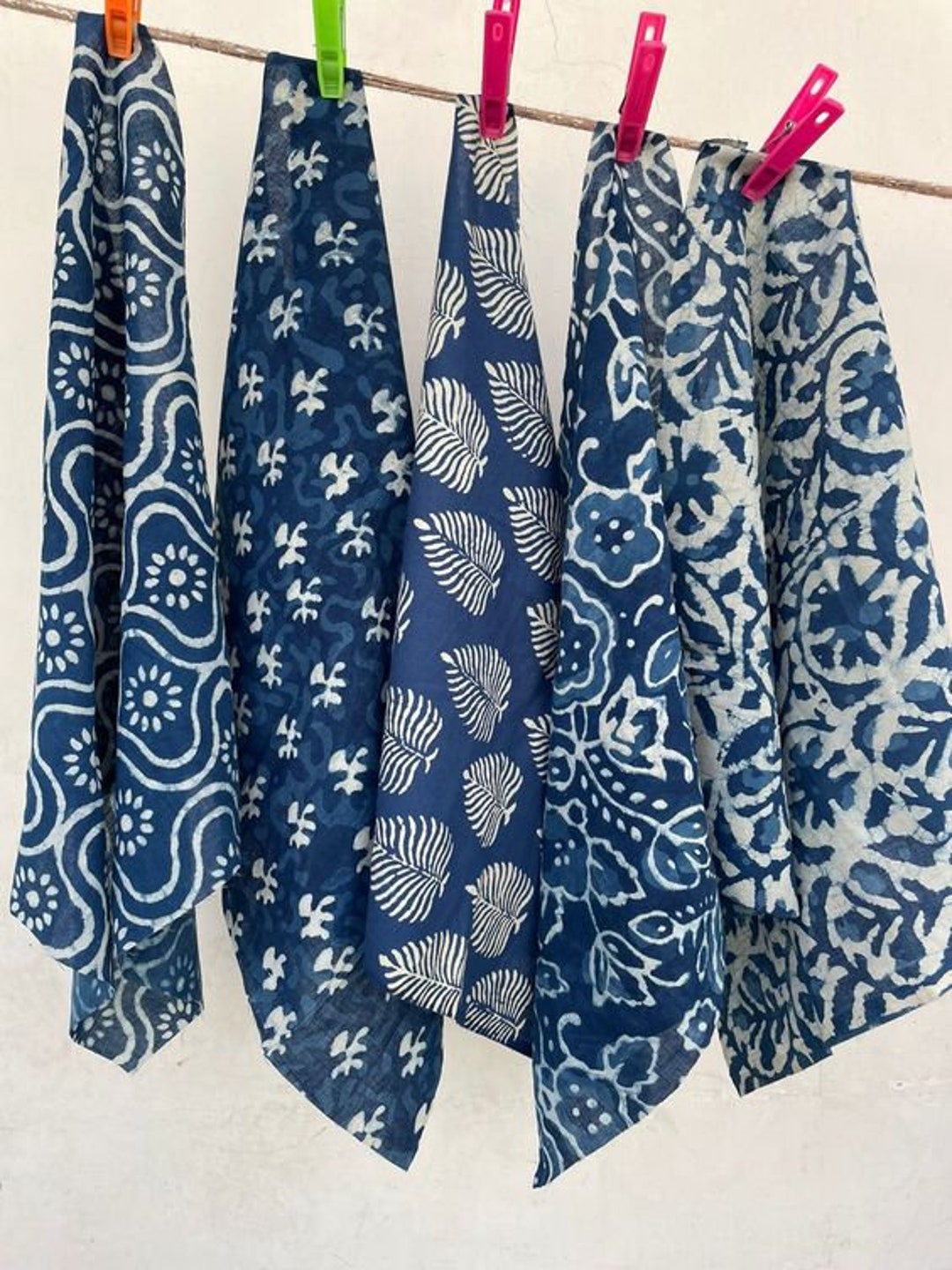 Vintage Assorted Cotton Bandana Scarf Handmade Block Printed Bandana ...