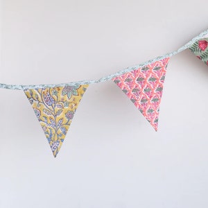 Vintage Colorful Bunting Garland Banner Hand Printed Cotton Bunting ...