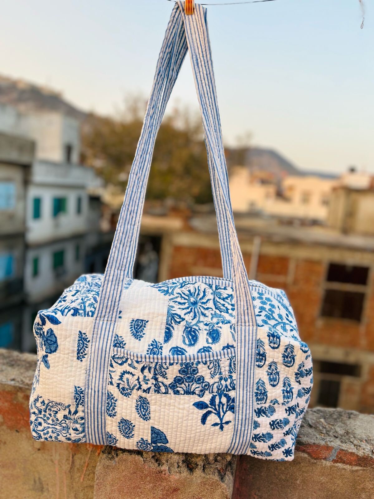 Large Multi Patches Quilted Duffle Bag Weekend Travel Bag Holiday Gifts ...