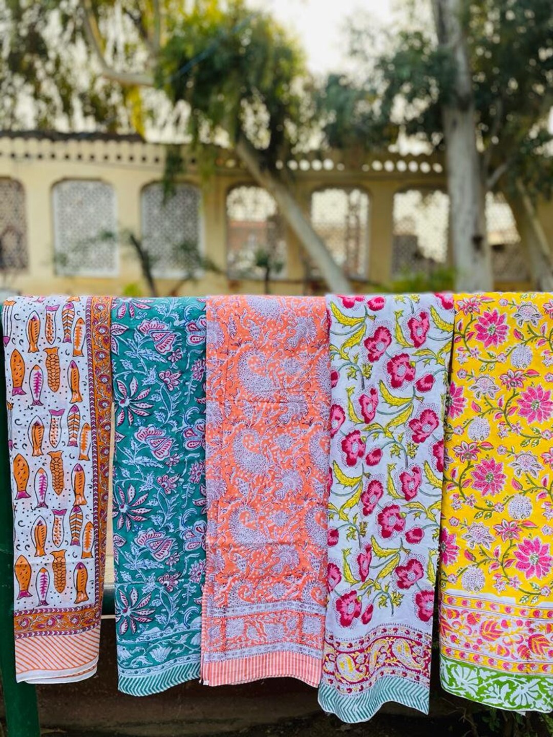 Indian Cotton Block Print Sarong Beach Warp Pareo Sarongs Boho Neck ...