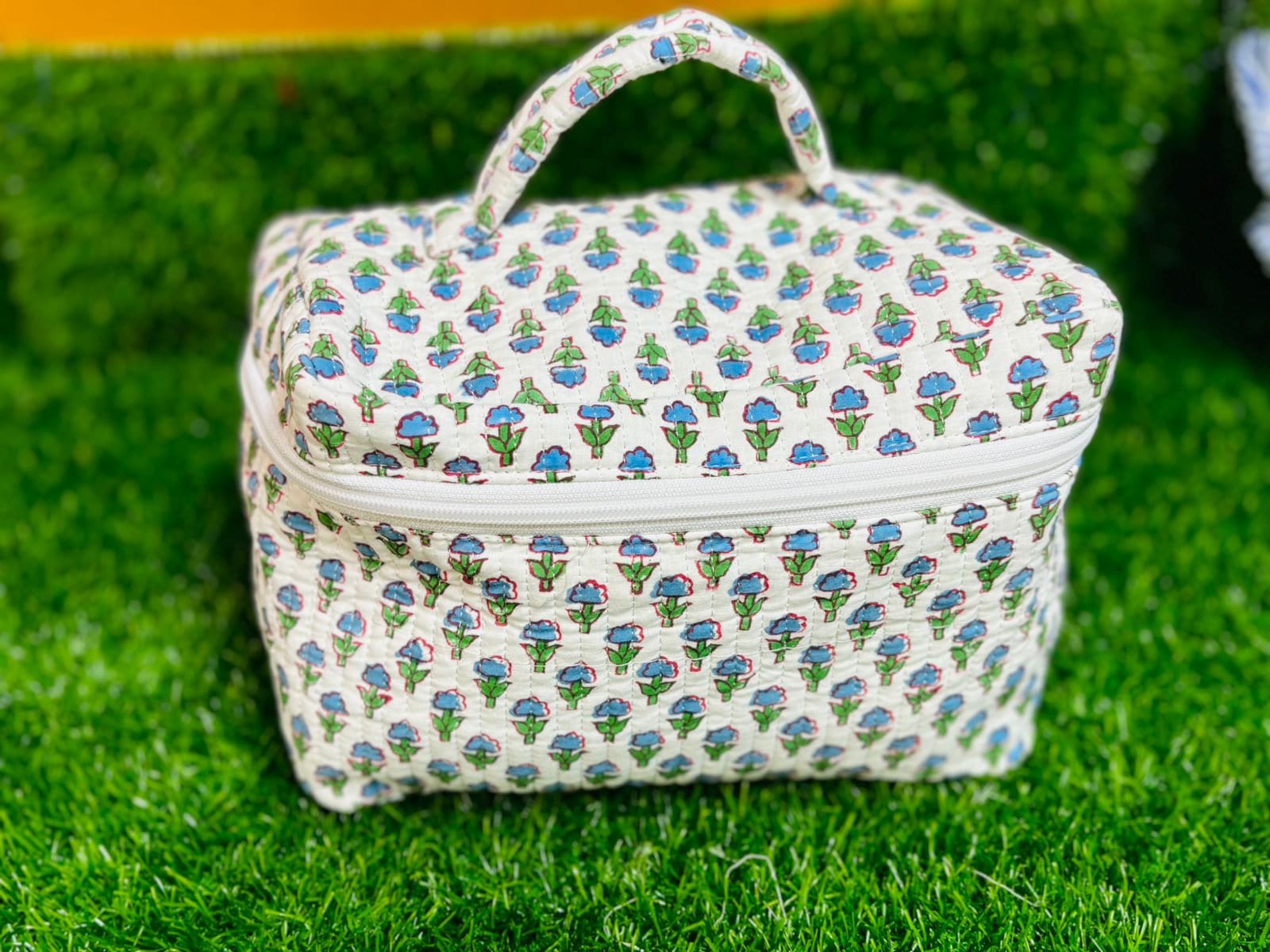 Indian Vintage Block Print Vanity Bag Floral Printed Cosmetic Bags Boho ...