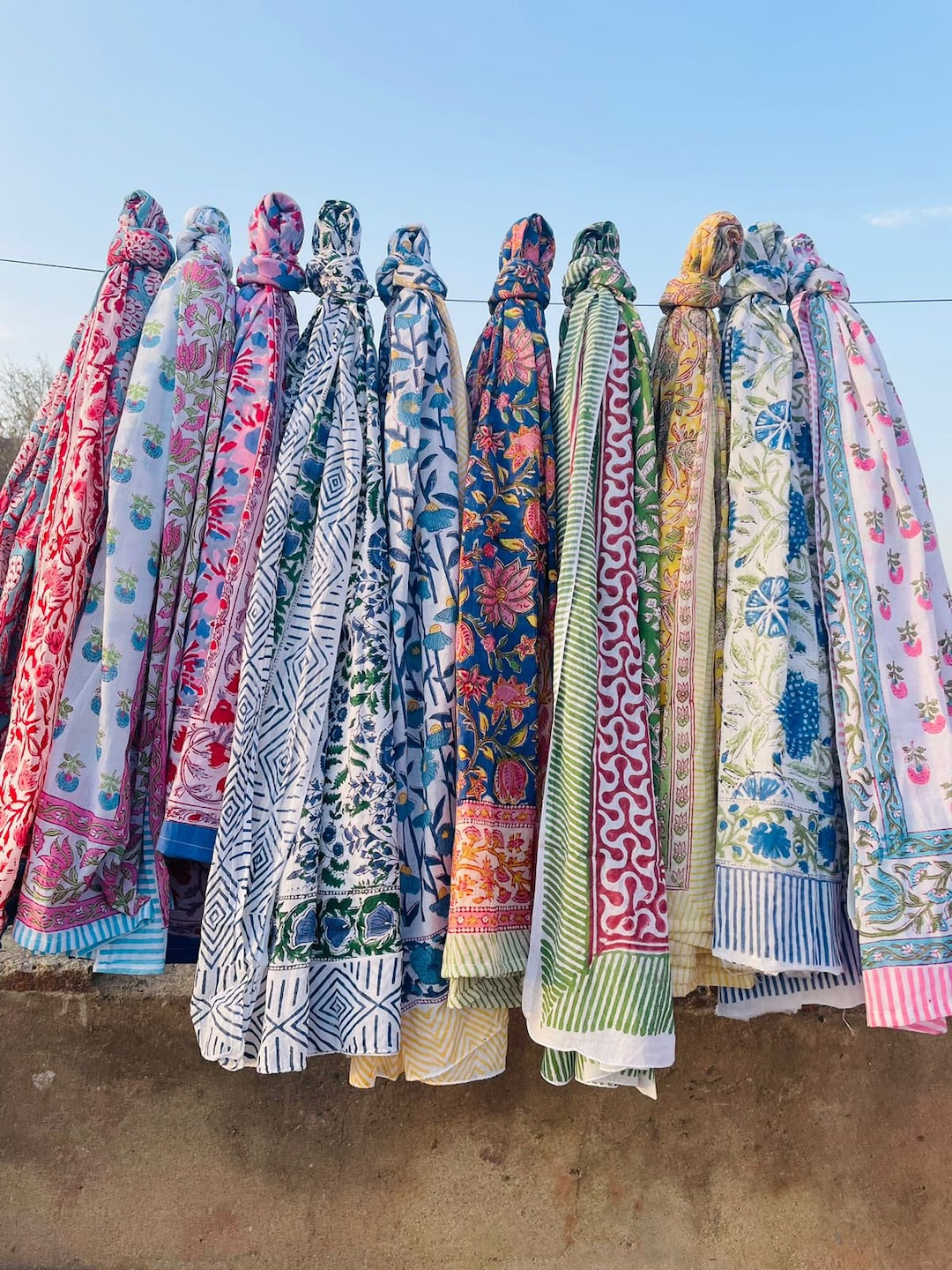 Hand Block Printed Sarong Cotton Beach Warp Floral Sarongs Cotton Pareo ...