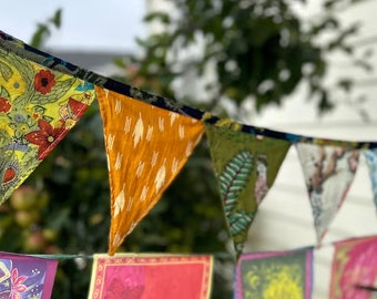 Recycled BUNTING BANNER Boho Indian Colorful Sari Bunting - Etsy