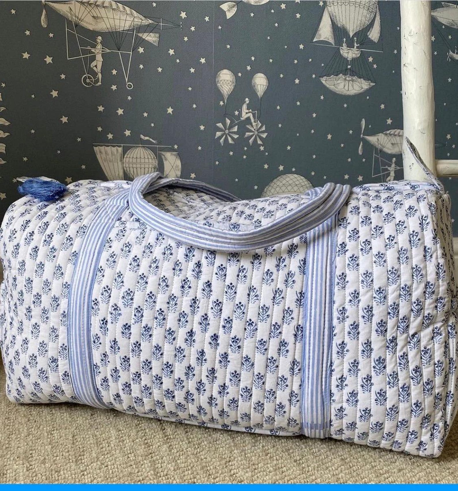 Large Multi Patches Quilted Duffle Bag Weekend Travel Bag Holiday Gifts ...