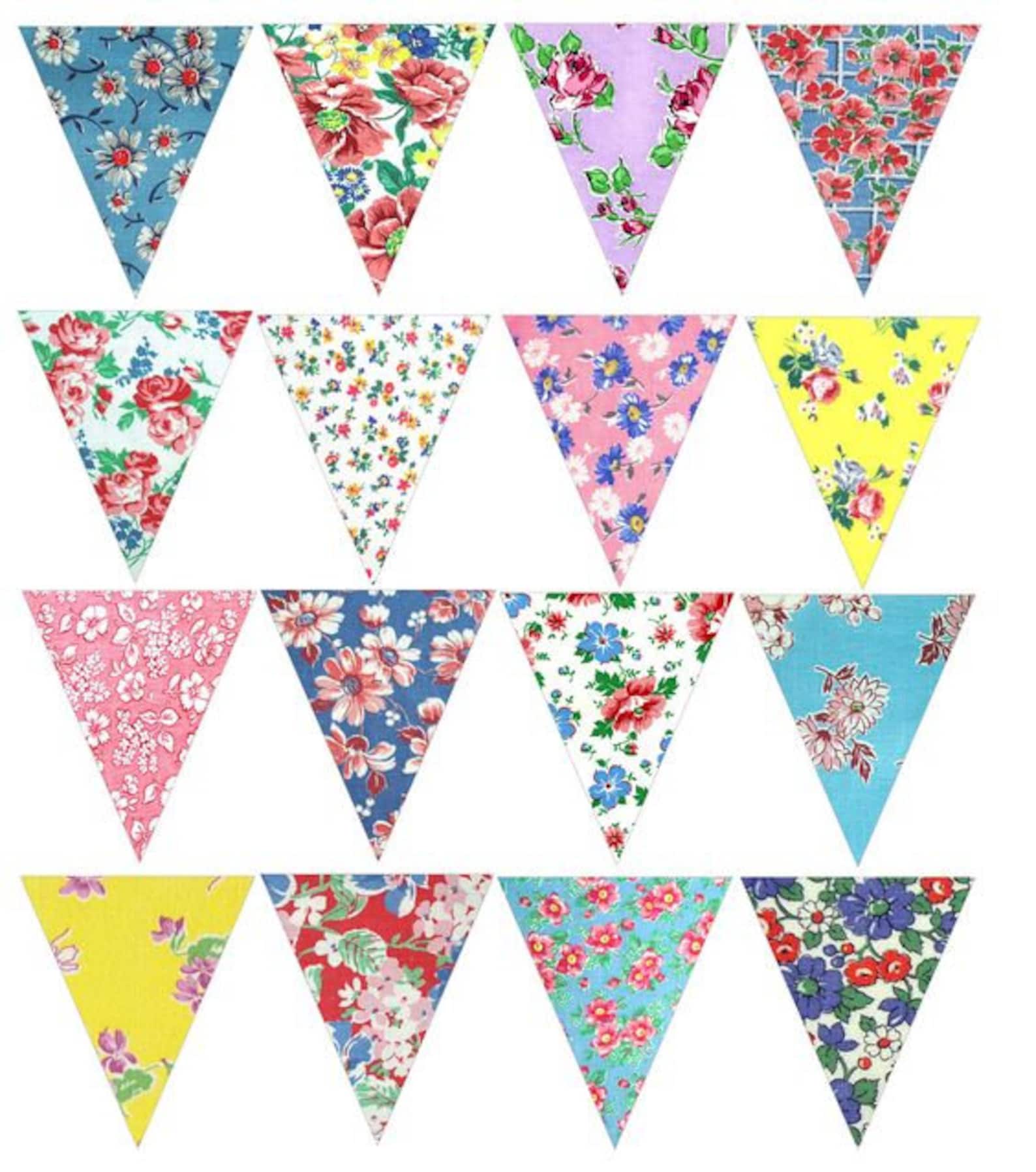 Vintage Colorful Bunting Garland Banner Hand Printed Cotton Bunting ...