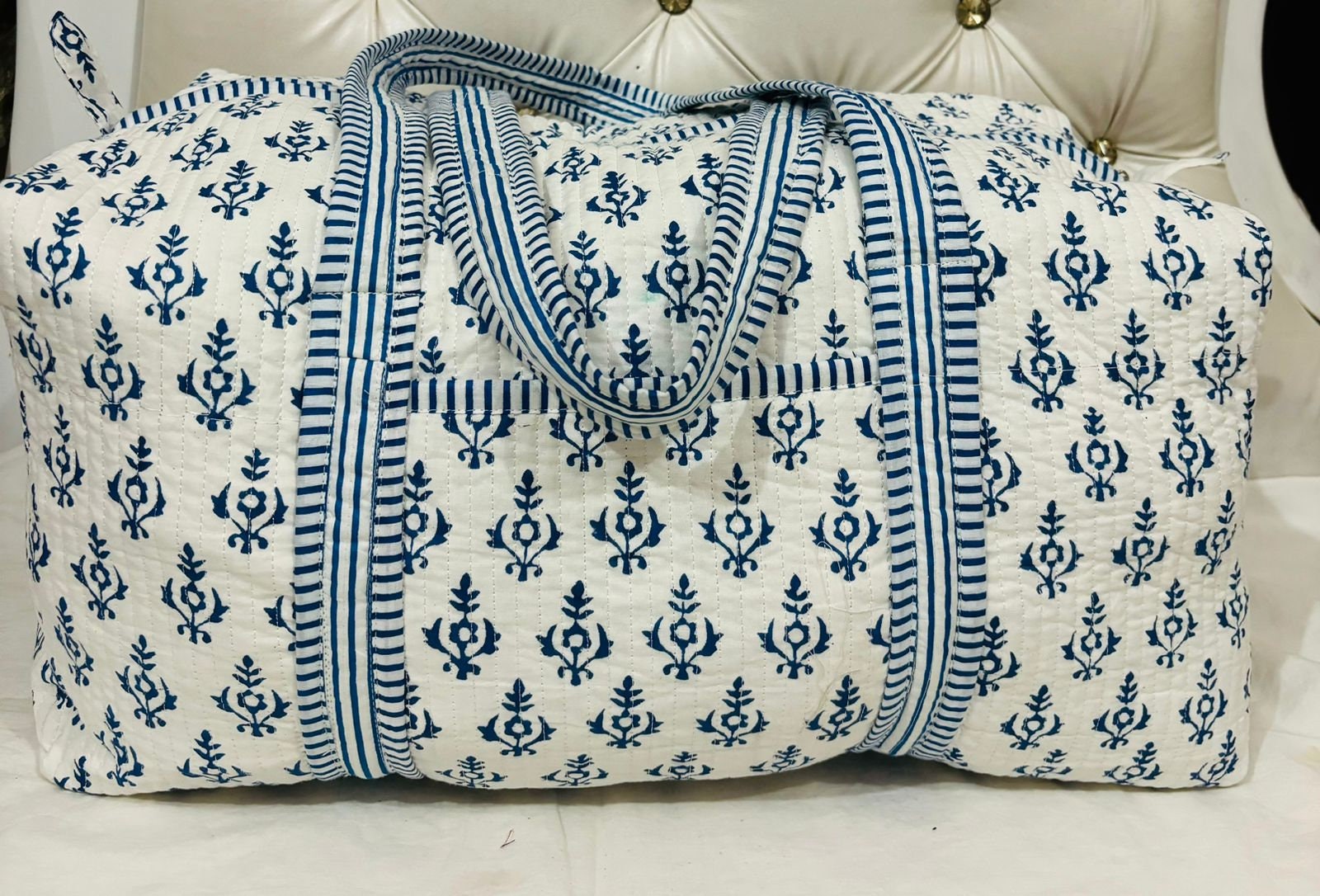 Large Cotton Patches Duffle Bags Blockprint Quilted Fabric Weekender ...