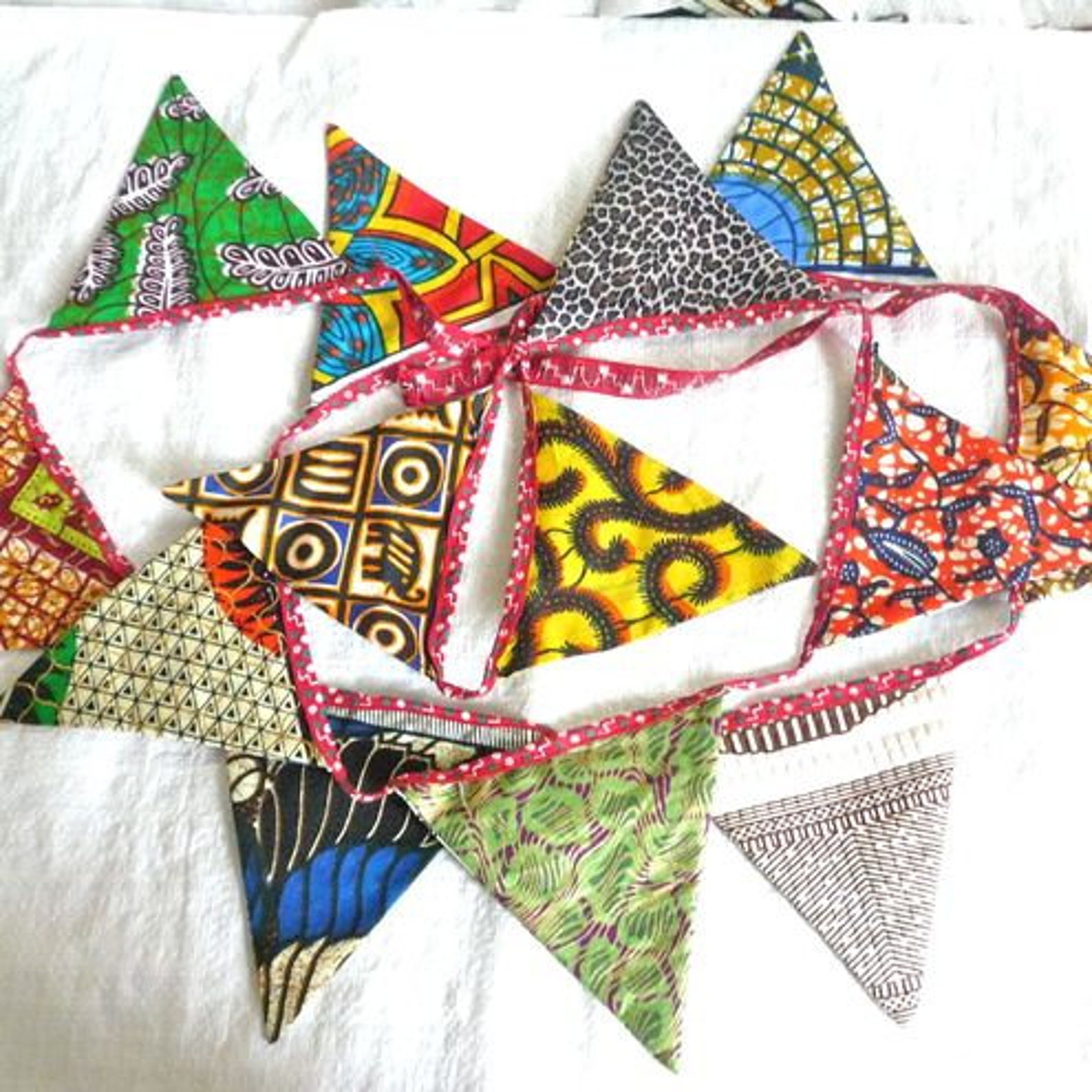 Vintage Colorful Bunting Garland Banner Hand Printed Cotton Bunting ...