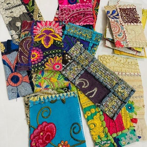 Indian Vintage Bohemian Embroidery Scrap Patchwork Crafting Sewing ...
