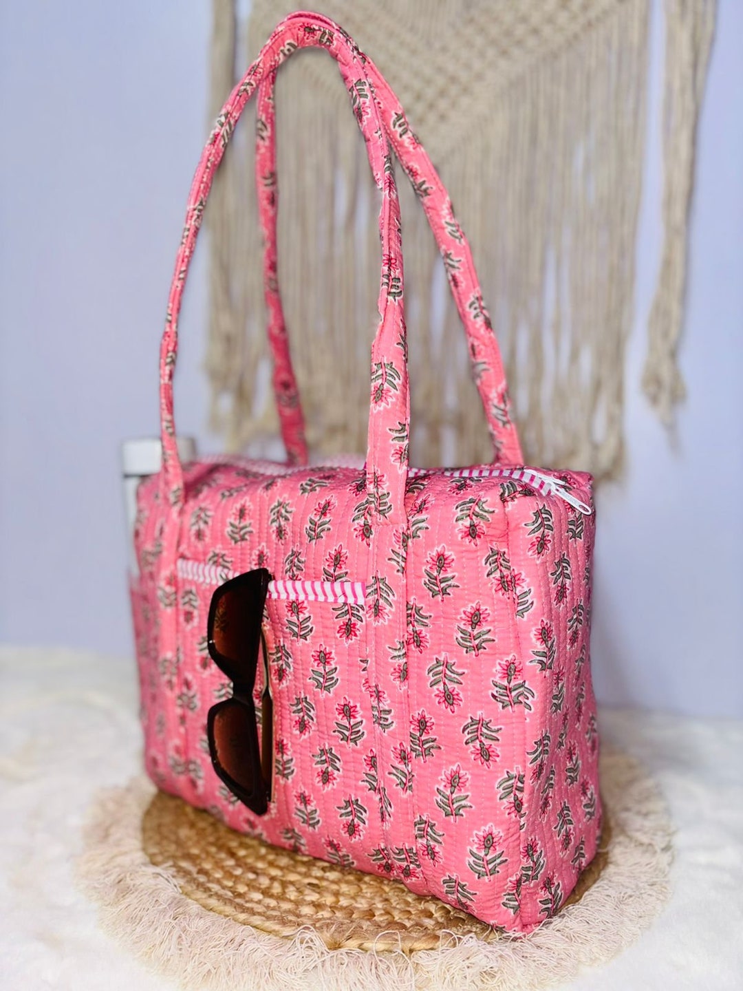 Indian Floral Multi Patches Quilted Large Duffle Bags Holiday Gifts ...