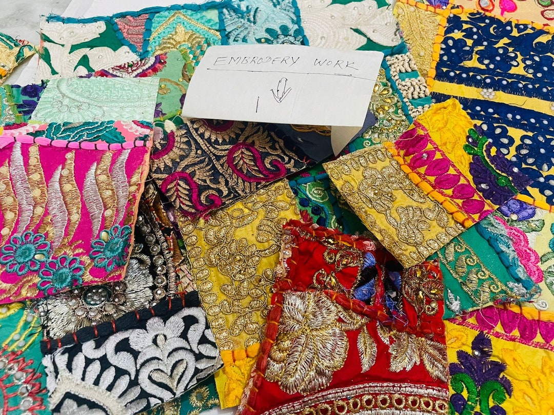Indian Vintage Bohemian Embroidery Scrap Patchwork Crafting Sewing ...