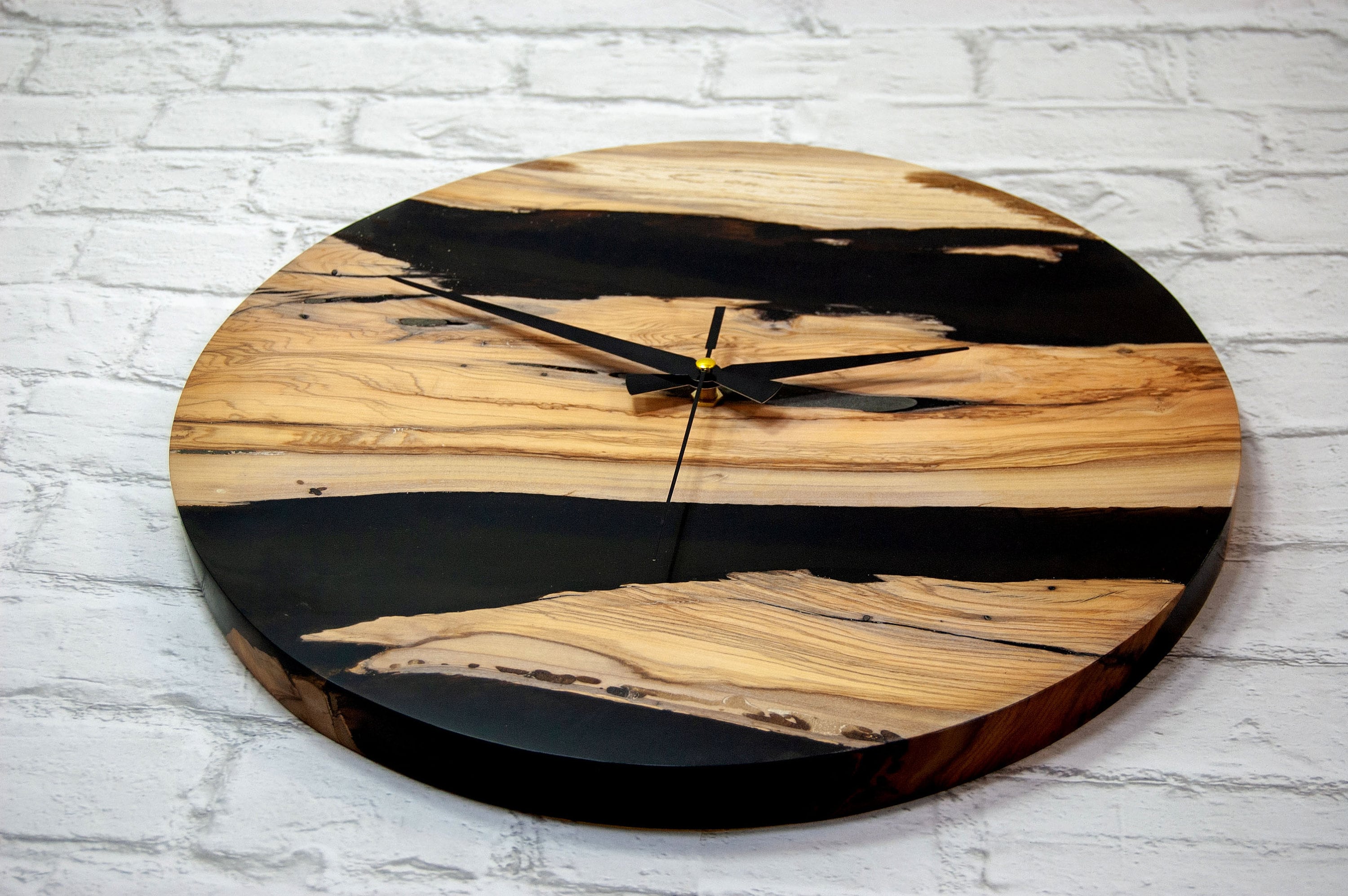 Resin Wood Wall Clock, Big Live Edge Clock for Home Decor, Customizable ...