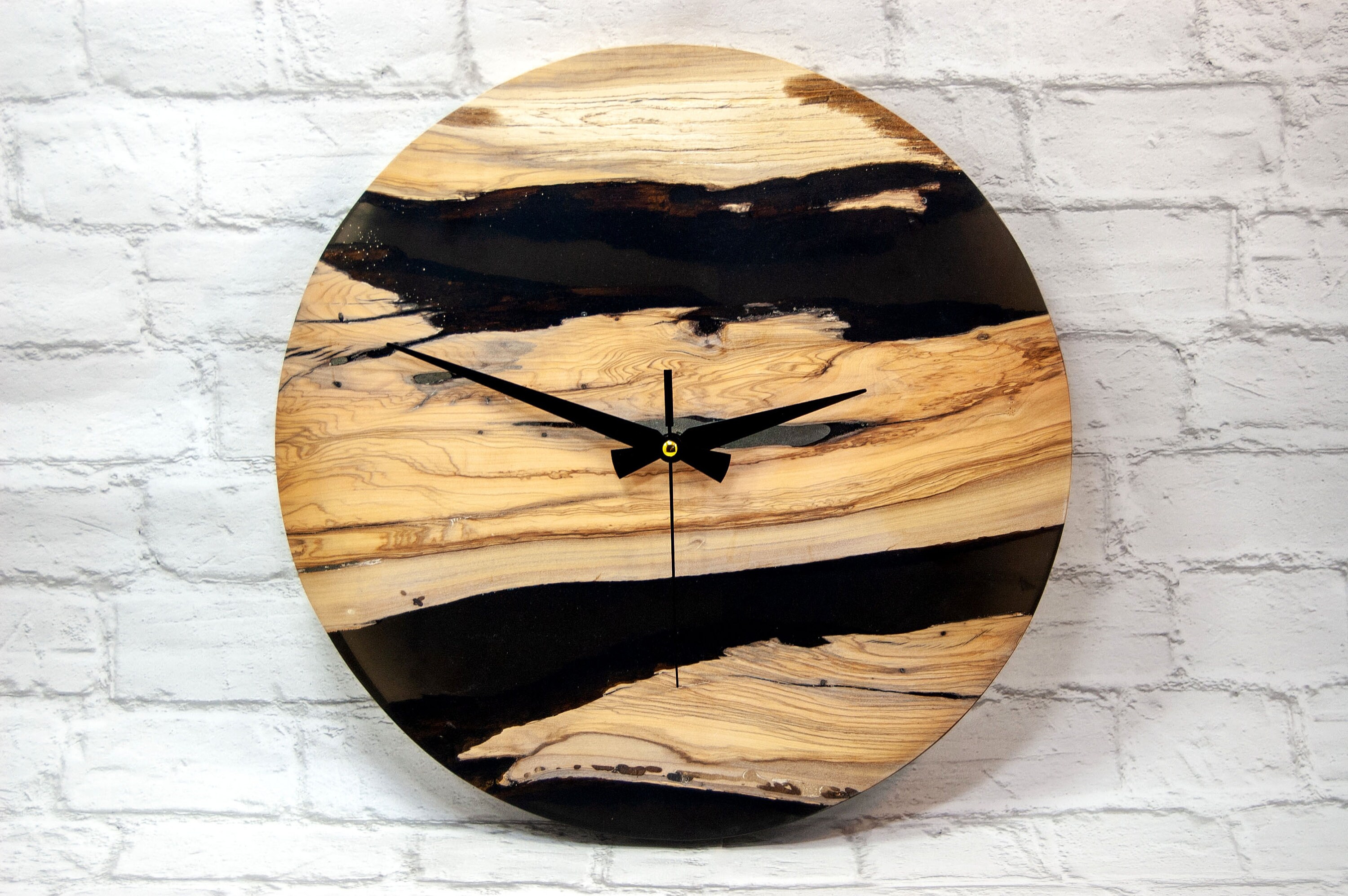 Resin Wood Wall Clock, Big Live Edge Clock for Home Decor, Customizable ...