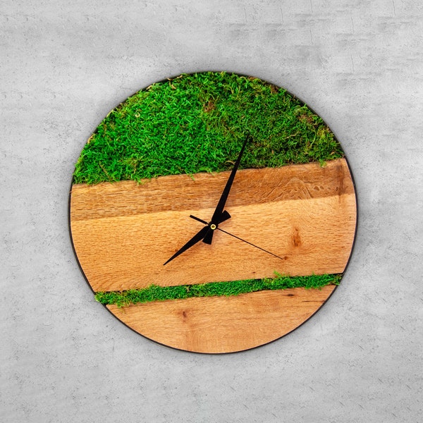 Wood and Moss Wall Clock - Etsy