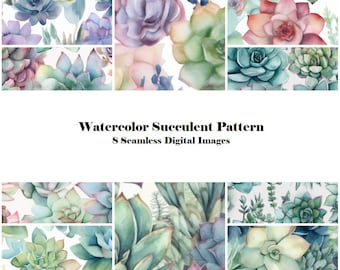 18 Seamless Watercolor Floral and Succulent Pattern Glamorous Garden ...