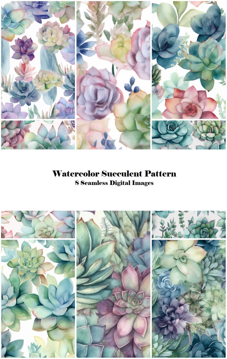 Watercolor Succulent Pattern - Etsy