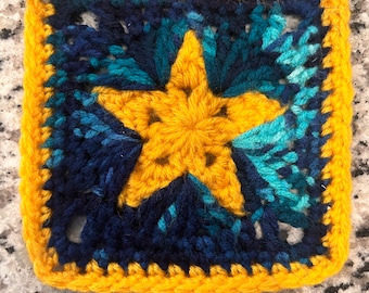 Crochet Star Granny Square, Written Pattern for Granny Square. - Etsy
