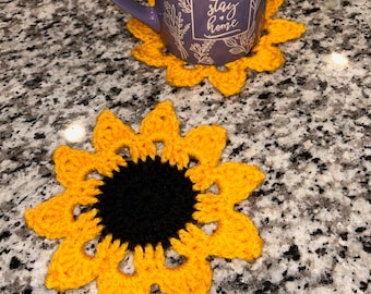 Crochet Sunflower Coaster Pattern - Etsy