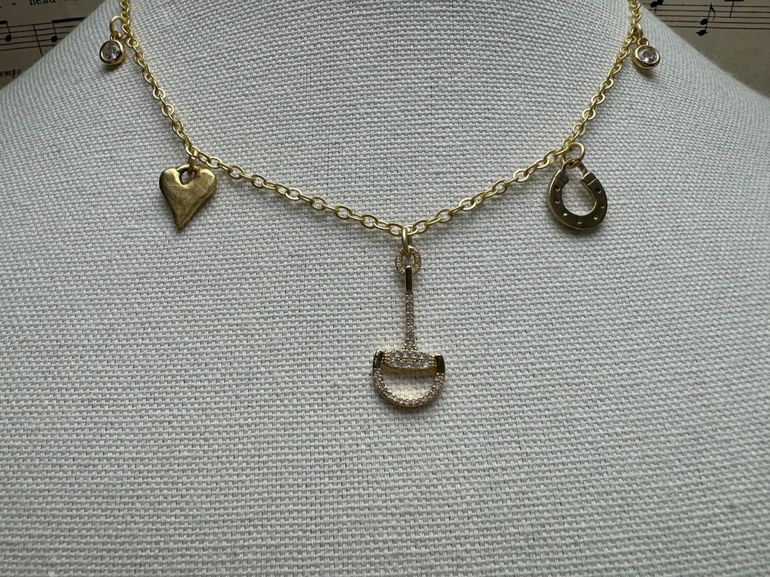 Pave Gold Horse Snaffle Bit Charm Necklace - Etsy