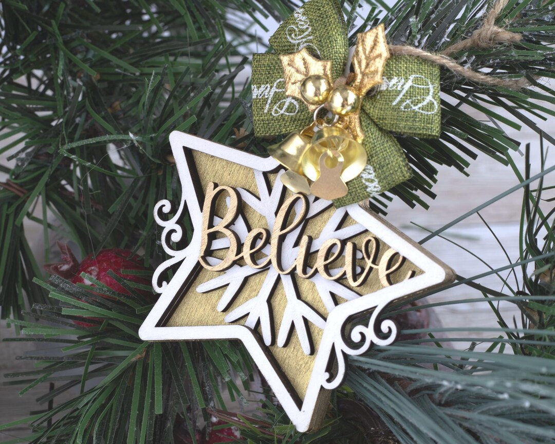 Christmas Tree Baubles Snowflakes Star Ornament Set Traditional Hanging ...