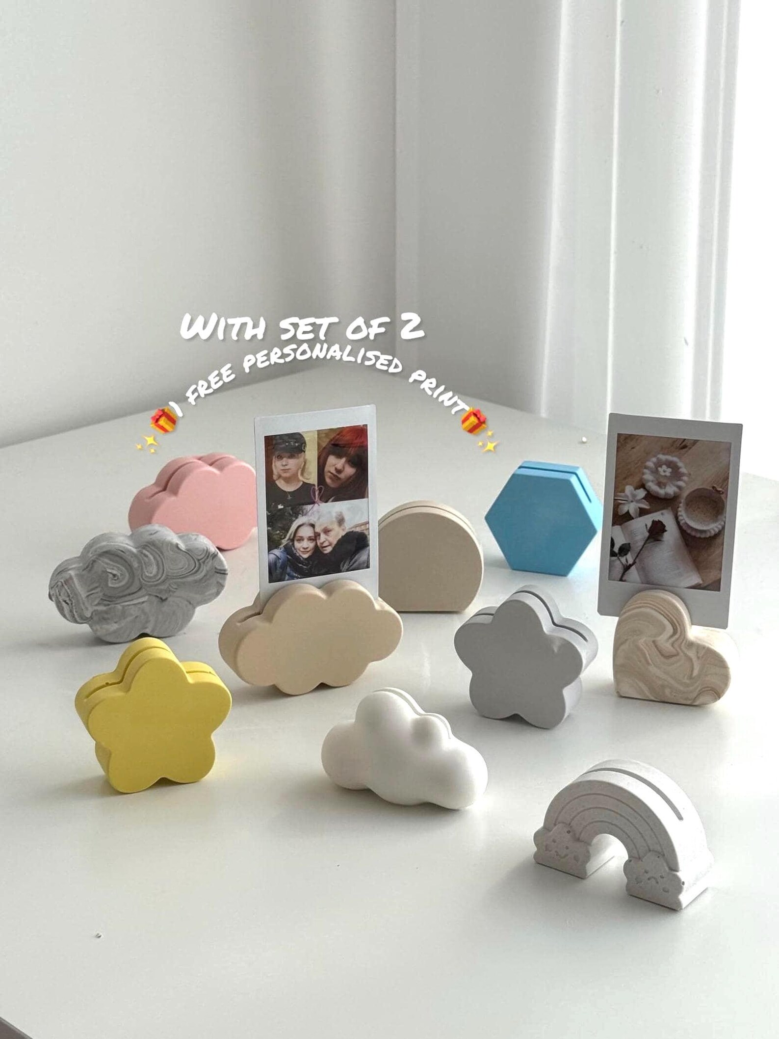 Polaroid Photo Holder Set 2 Colourful Photo & Place Card Holder Wedding ...