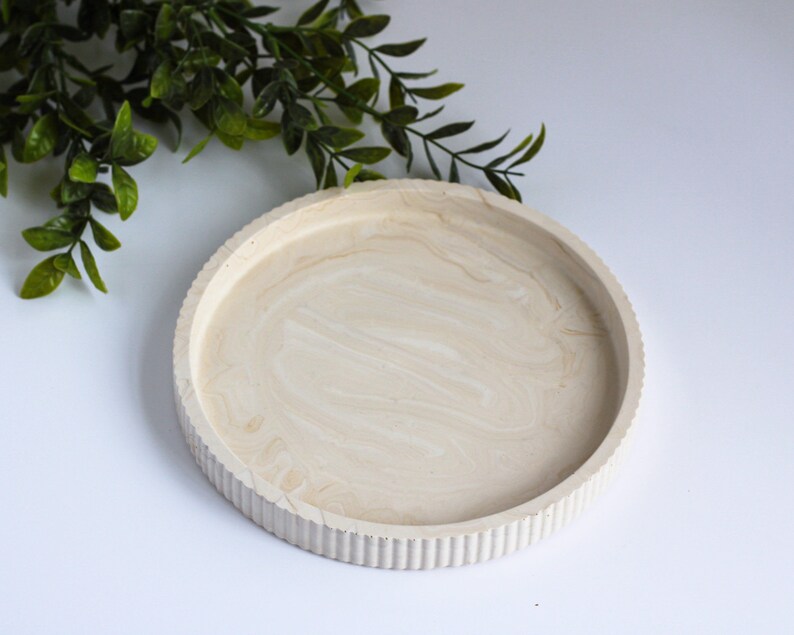 Large Ribbed Decorative Stone Tray Concrete Round Table Tray Display ...