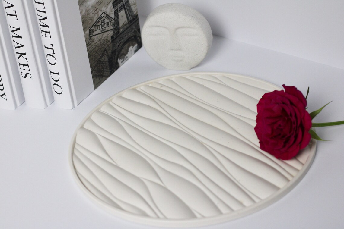 Large Wave Tray Decor Table Tray | Large Plate Stone Jesmonite ...