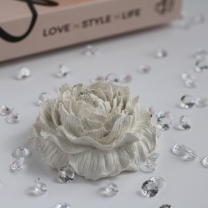 Elegant Peony Roses Stone Decor | Handmade Concrete Rose Ornament ...