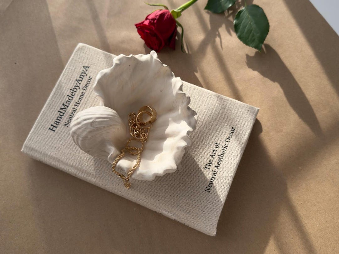 Conch Sea Shell Pot Decor Shel and Table Decor Handmade Stone Jesmonite ...