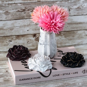 Elegant Peony Roses Stone Decor | Handmade Concrete Rose Ornament ...